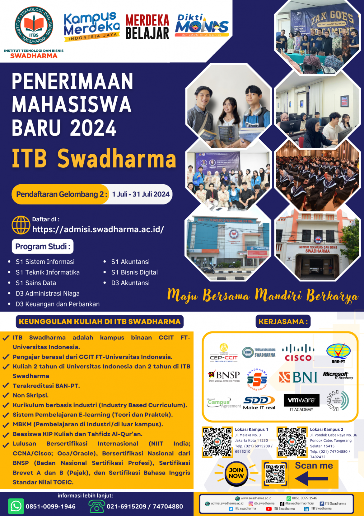 Pendaftaran Mahasiswa Baru Gelombang 2 ITB Swadharma : Kuliah 2 tahun di Universitas Indonesia ...